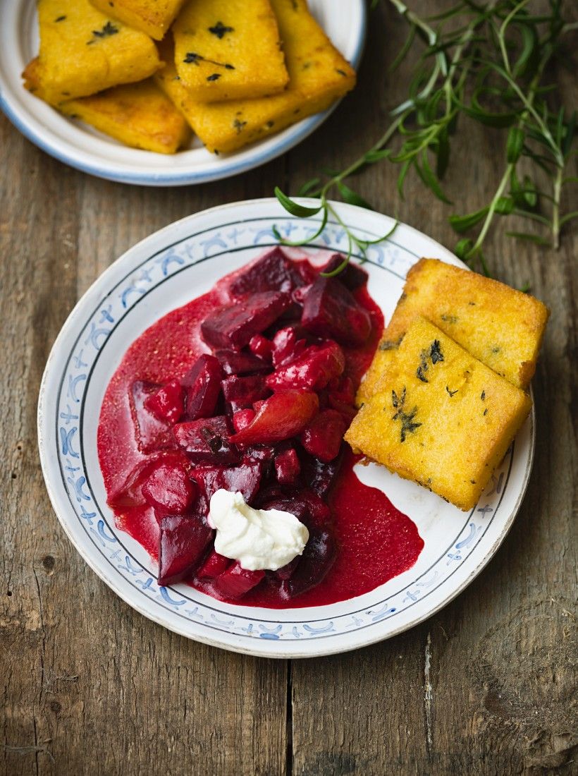Gebratene Polenta mit Roter Bete Rezept | EAT SMARTER